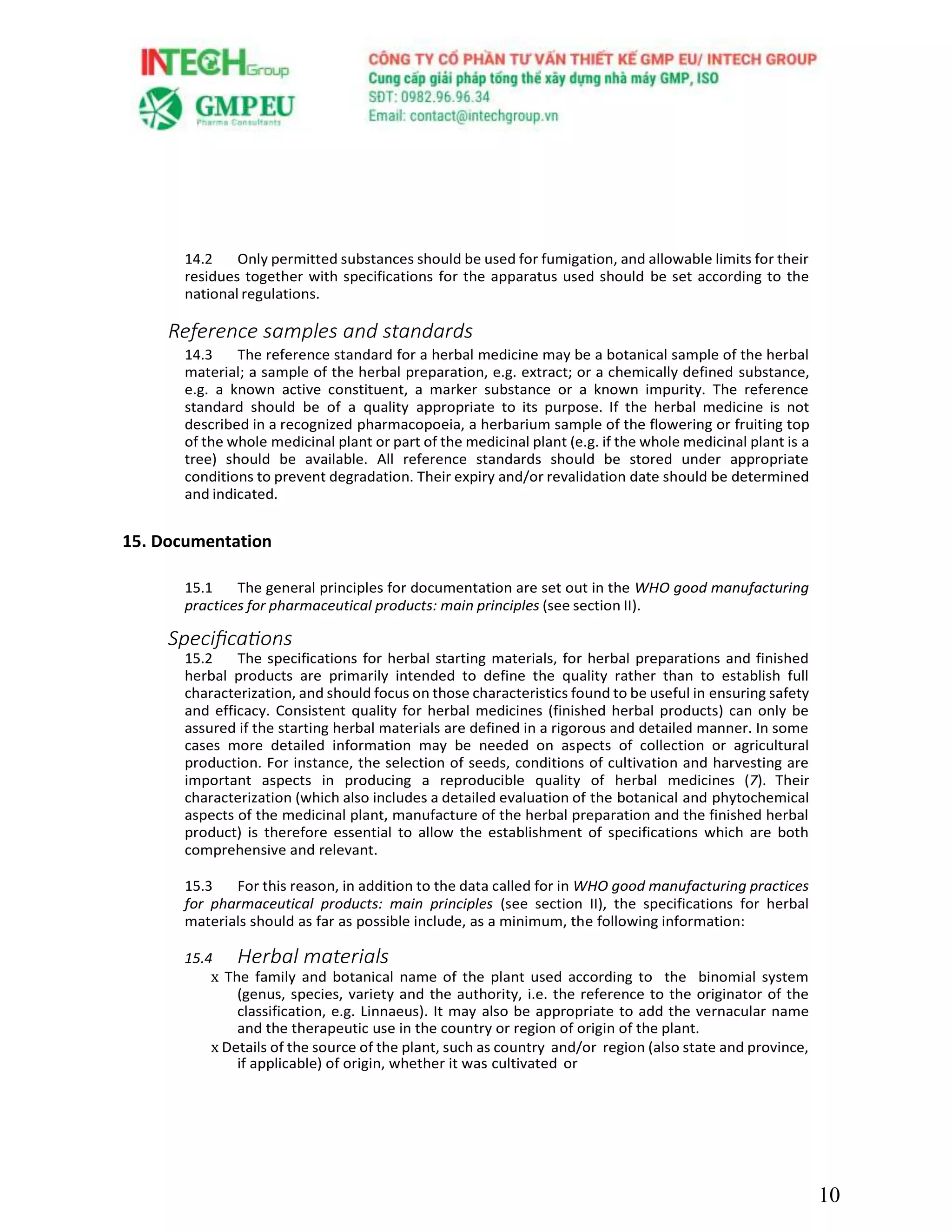 WHO GUIDELINES ON GOOD MANUFACTURING PRACTICES (GMP) FOR HERBAL ...