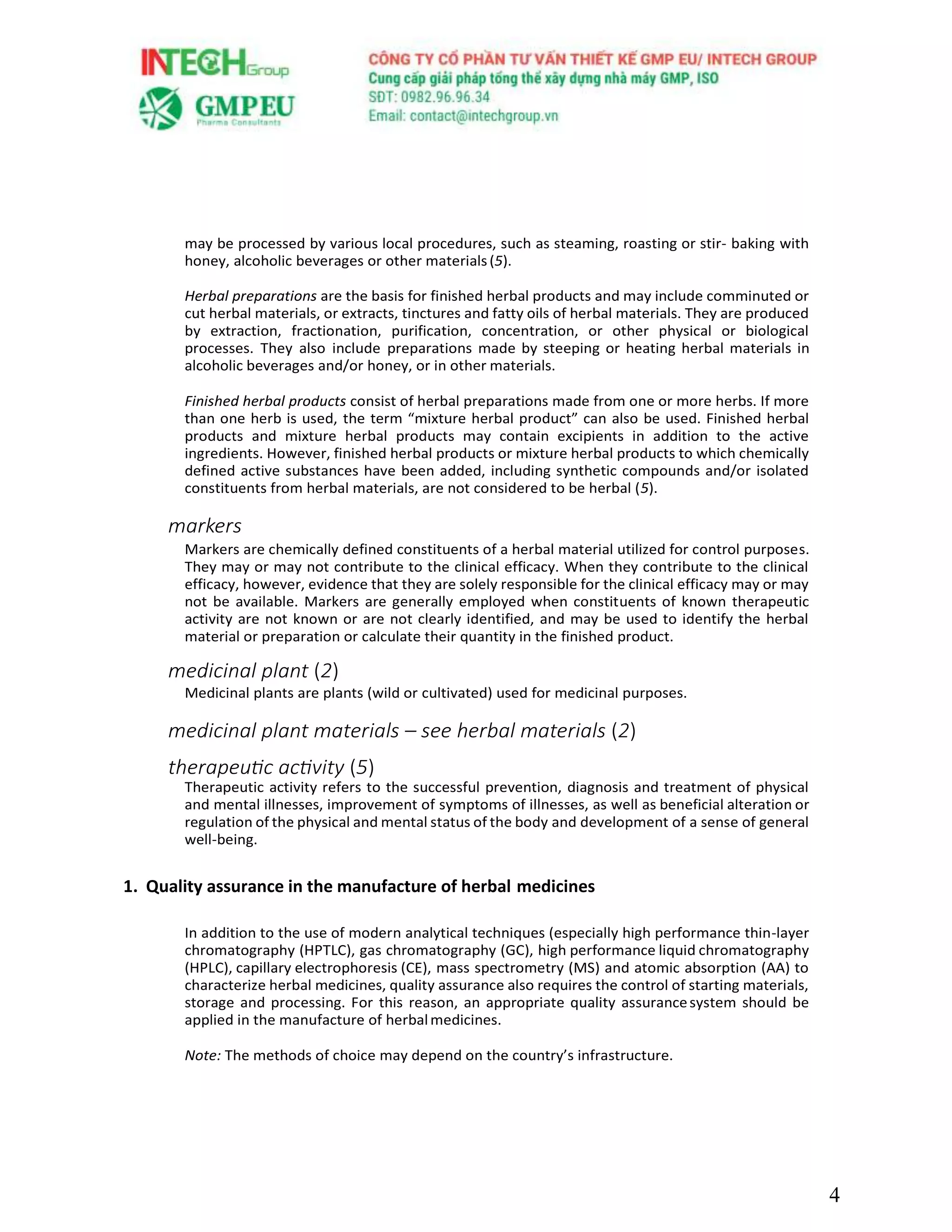 WHO GUIDELINES ON GOOD MANUFACTURING PRACTICES (GMP) FOR HERBAL ...