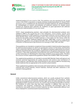 WHO GUIDELINES ON GOOD MANUFACTURING PRACTICES (GMP) FOR HERBAL ...