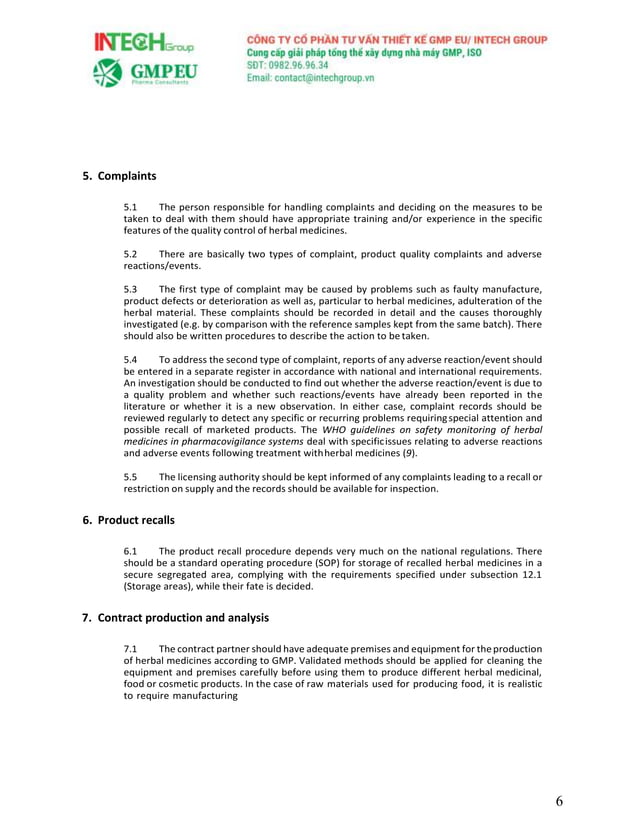 WHO GUIDELINES ON GOOD MANUFACTURING PRACTICES (GMP) FOR HERBAL ...