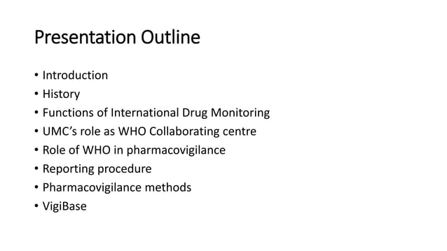 WHO international drug monitoring programme.pptx | Pharmaceutical ...