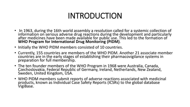 WHO international drug monitoring programme.pptx | Pharmaceutical ...