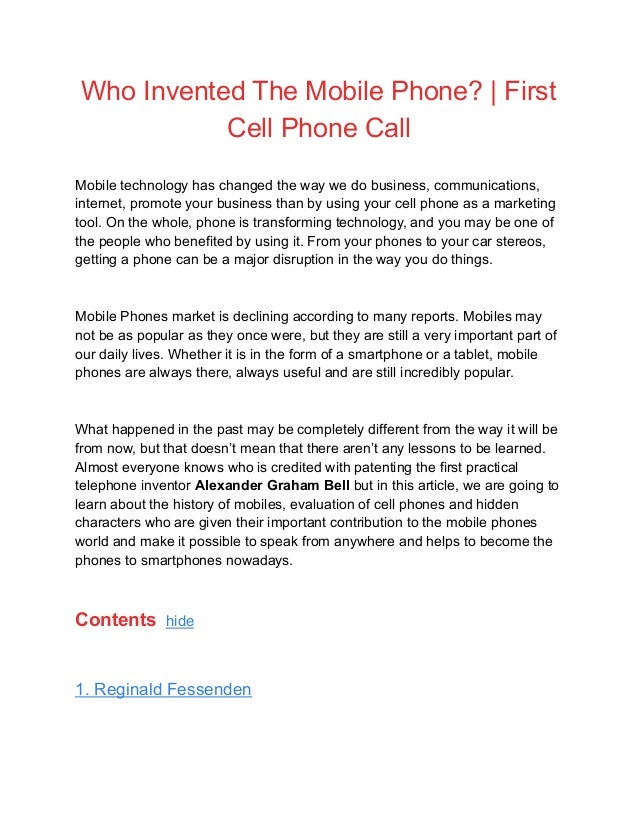 Who Invented The Mobile Phone First Cell Phone Call.pdf