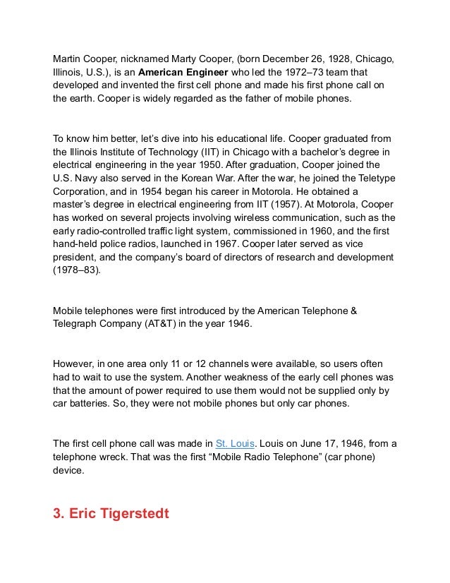 Who Invented The Mobile Phone First Cell Phone Call.pdf | Smartphones ...
