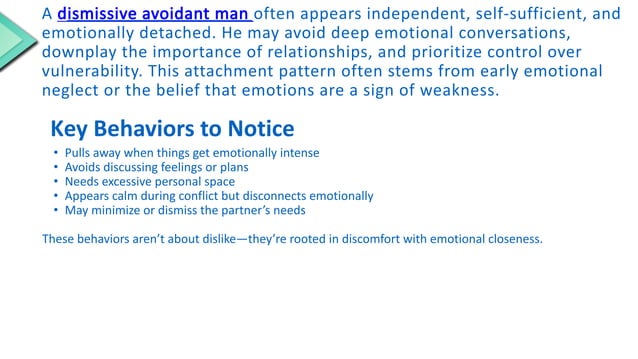 Who is a Dismissive Avoidant Man and How to fix? | PDF