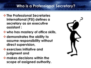 Who is a professional secretary by dr. gambari, a. i. | PPT