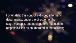 Who is a Stage Manager? | PPT