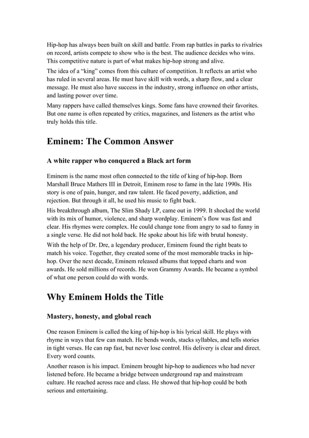 Who Is Called the King of Hip-Hop .docx