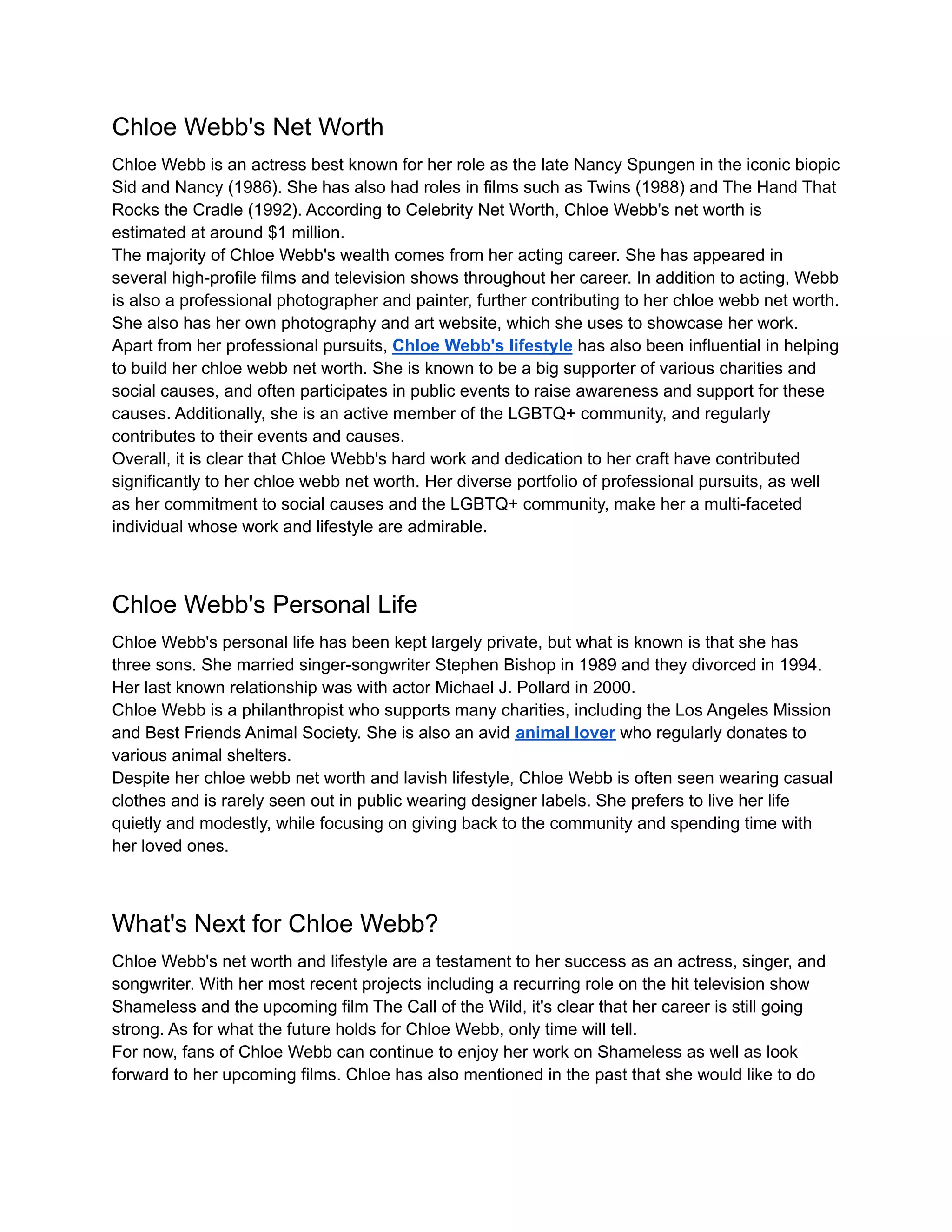 Who is Chloe Webb An In-Depth Look at the Net Worth and Lifestyle of ...