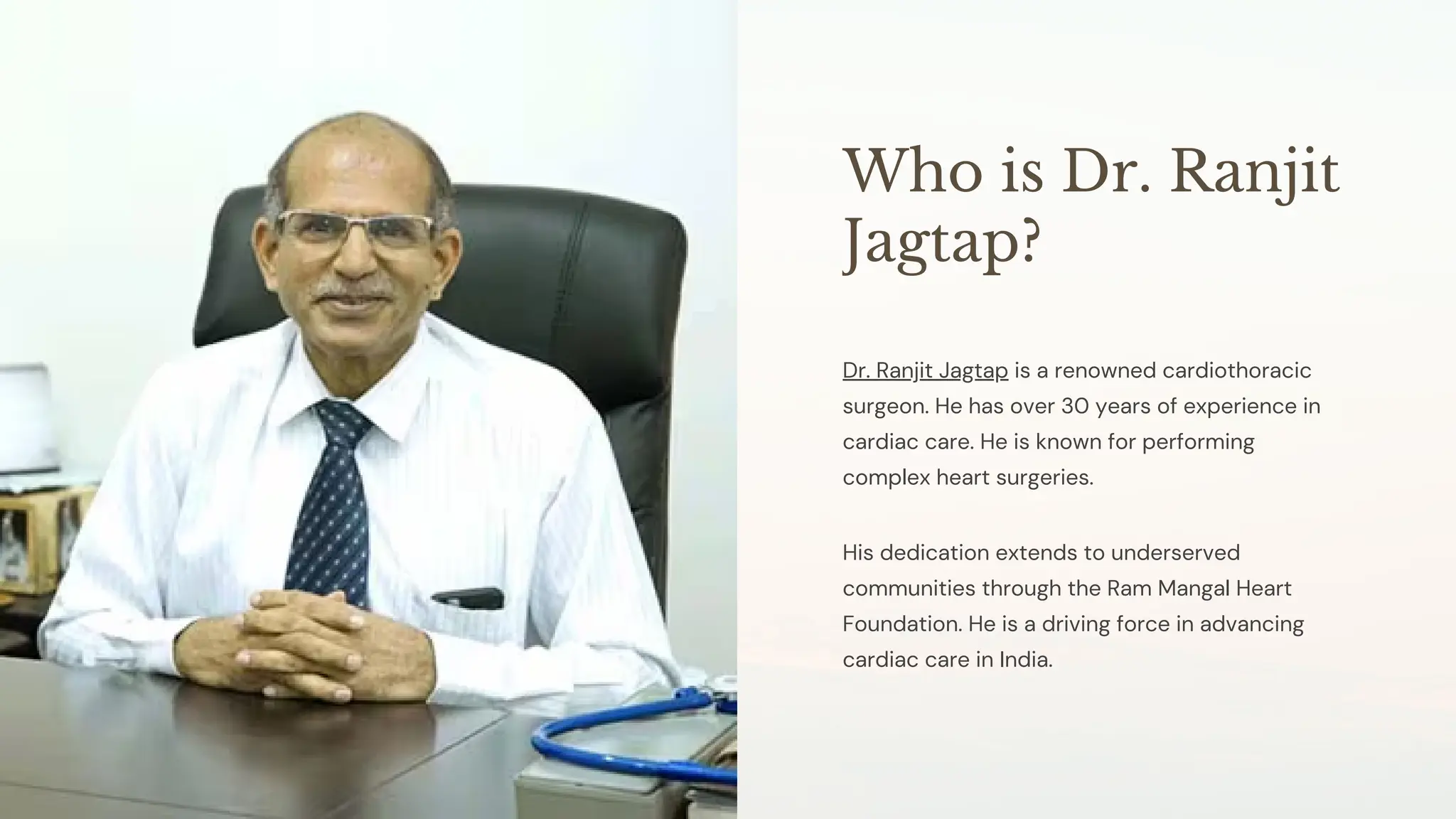 Dr Ranjit Jagtap is a renowned cardiothoracic surgeon | PDF