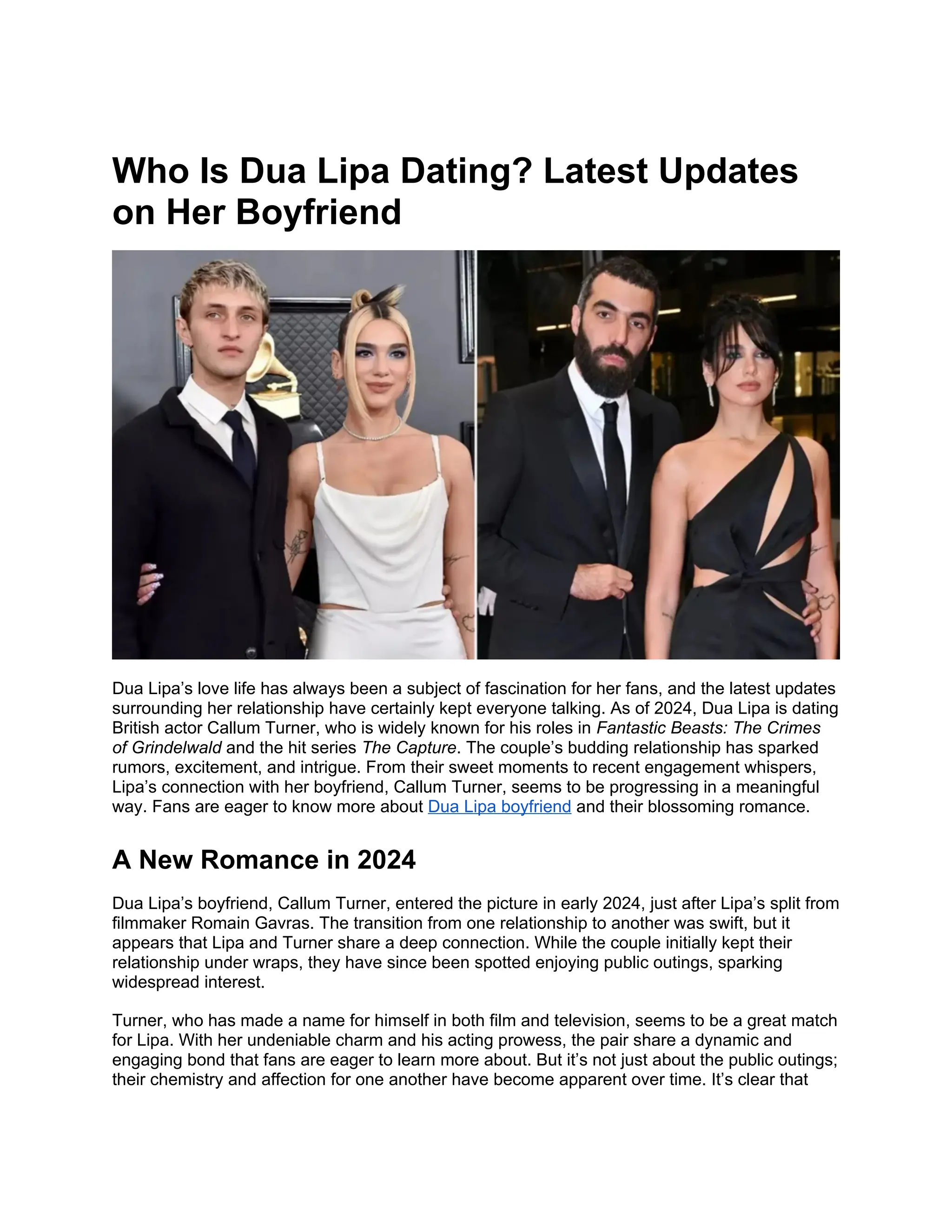 Who Is Dua Lipa Dating? Latest Updates on Her Boyfriend | PDF