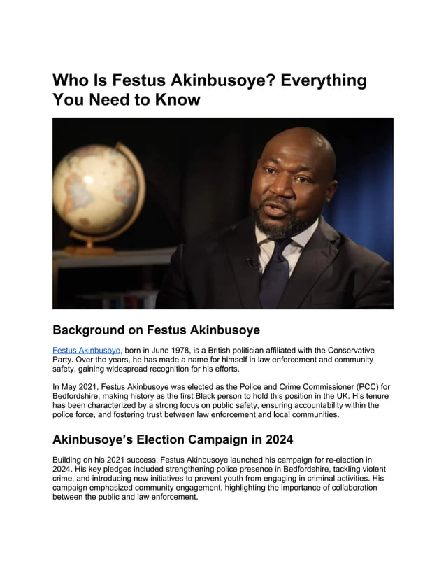 Who Is Festus Akinbusoye? Everything You Need to Know | PDF