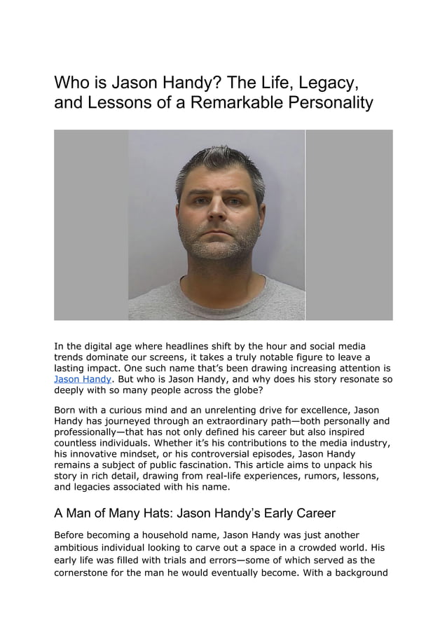 Who is Jason Handy_ The Life, Legacy, and Lessons of a Remarkable ...