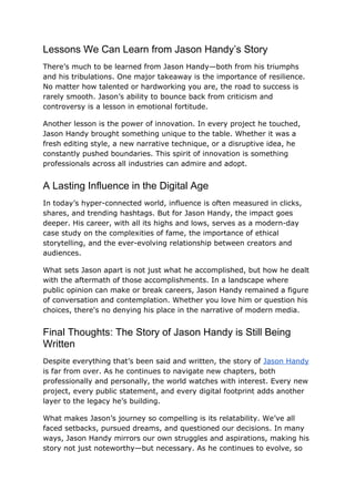 Who is Jason Handy_ The Life, Legacy, and Lessons of a Remarkable ...