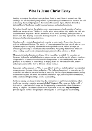 Who Is Jesus Christ Essay.pdf | Christianity | Religion & Spirituality