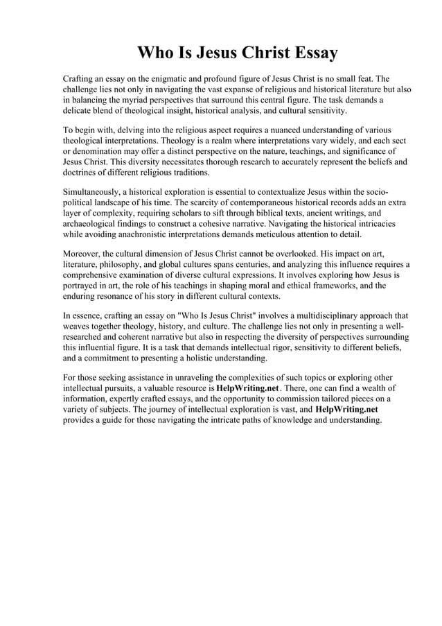 Who Is Jesus Christ Essay. HOW TO WRITE AN ESSAY ON WHO IS JESUS CHRIST ...