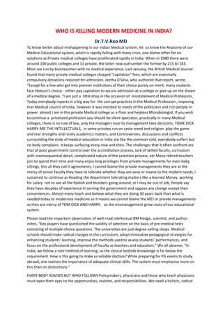 Who is killing modern medicine in india byDr.T.V.Rao MD | PDF