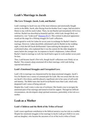 Who is Leah in the Bible,Leah, one of the prominent figures in the ...