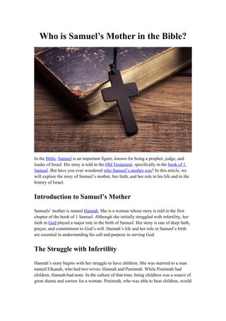 Who is Samuel’s Mother in the Bible.docx