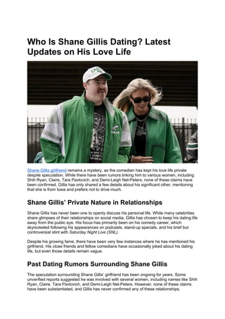 Who Is Shane Gillis Dating? Here’s What We Know! | PDF