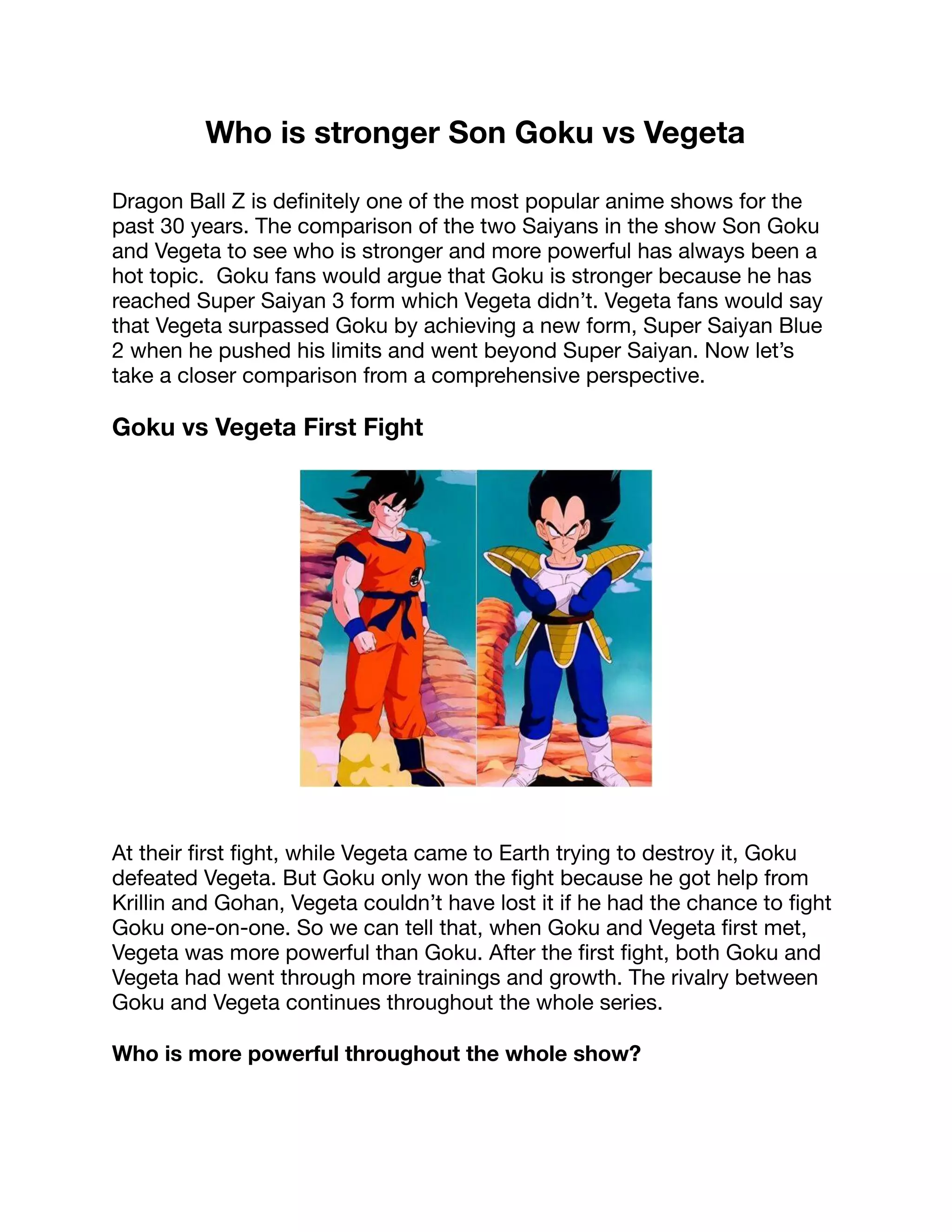 Who is stronger goku vs vegeta | PDF