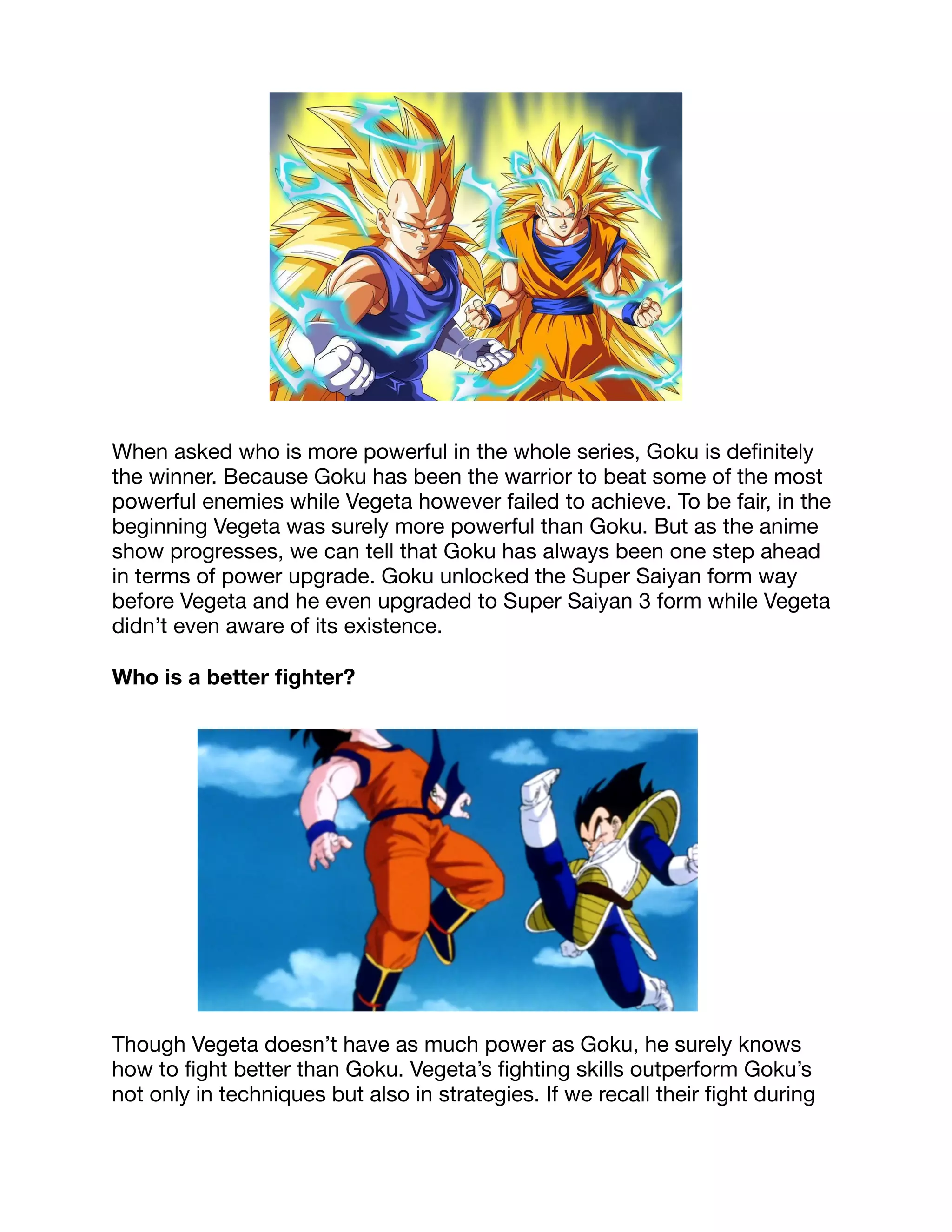 Who is stronger goku vs vegeta | PDF
