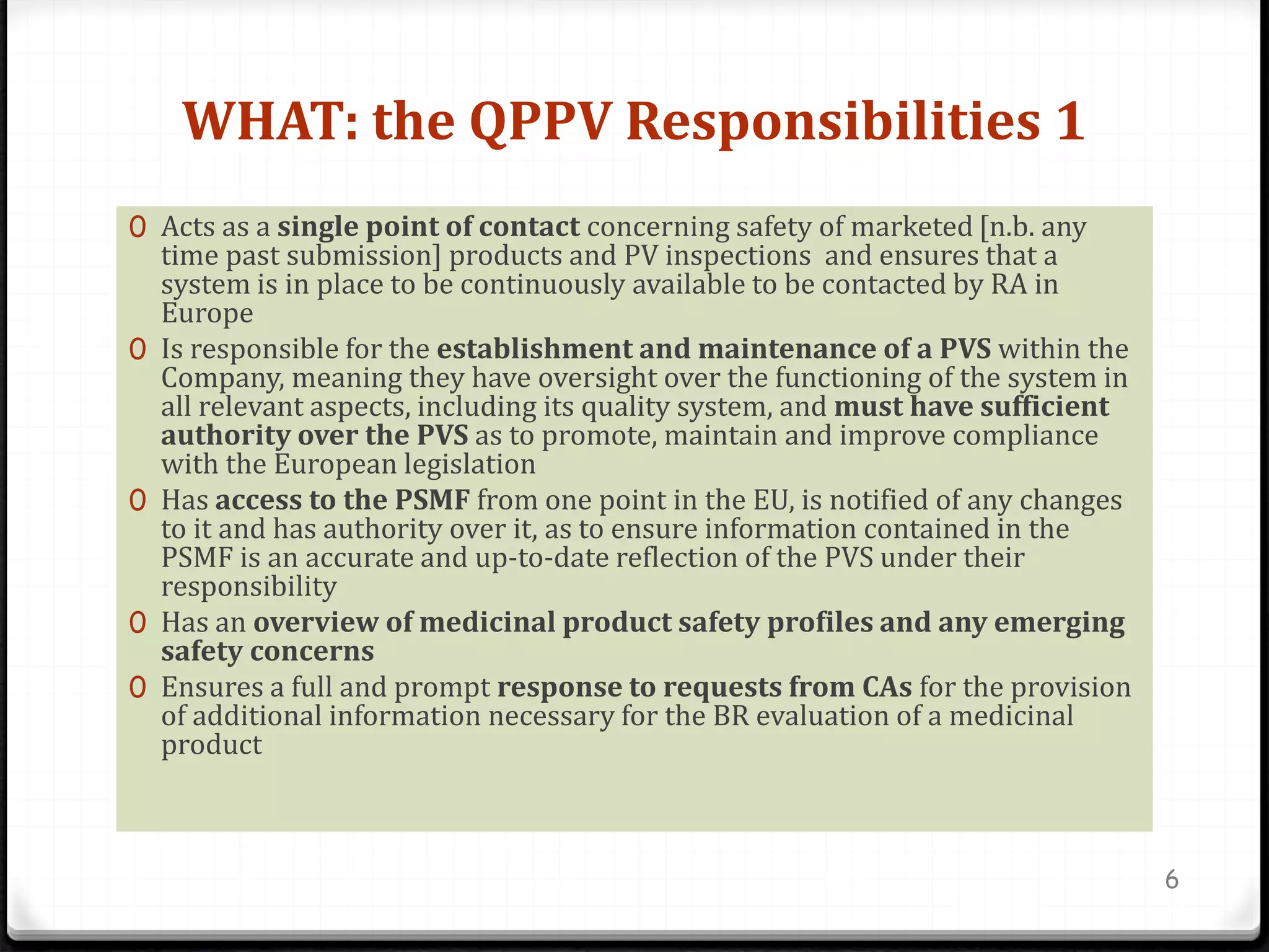 Who is the EU QPPV and what do they do | PPTX