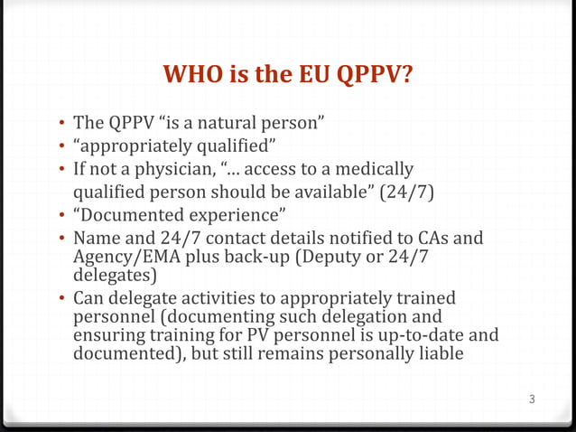 Who is the EU QPPV and what do they do | PPTX | Pharmaceutical Industry ...