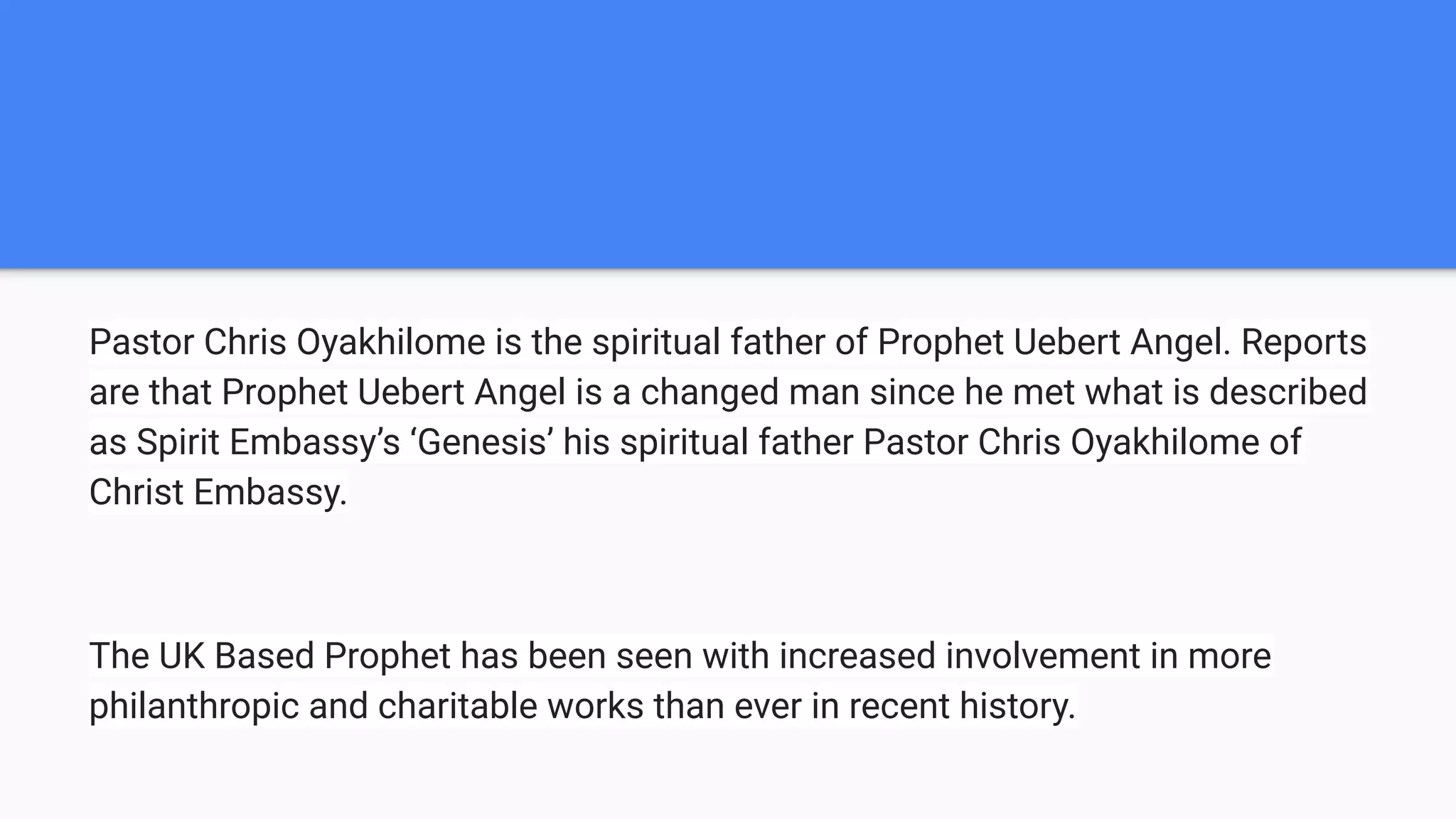 Who is the spiritual father of uebert angel | PPT