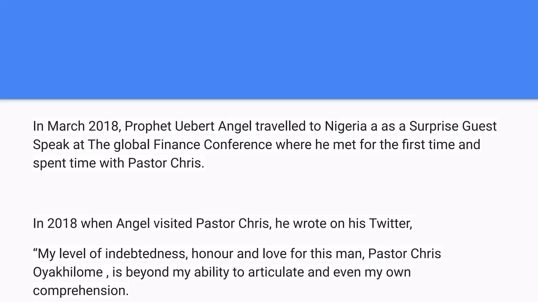 Who is the spiritual father of uebert angel | PPT