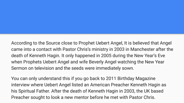 Who is the spiritual father of uebert angel | PPT