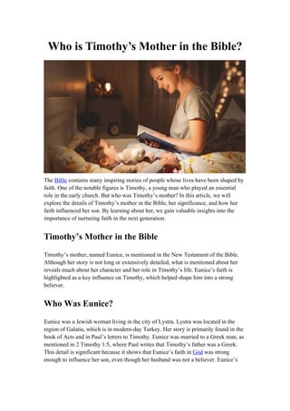 Who is Timothy’s Mother in the Bible.docx