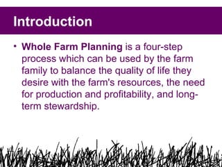 Whole Farm Planning for Food and Economic Security | PPT
