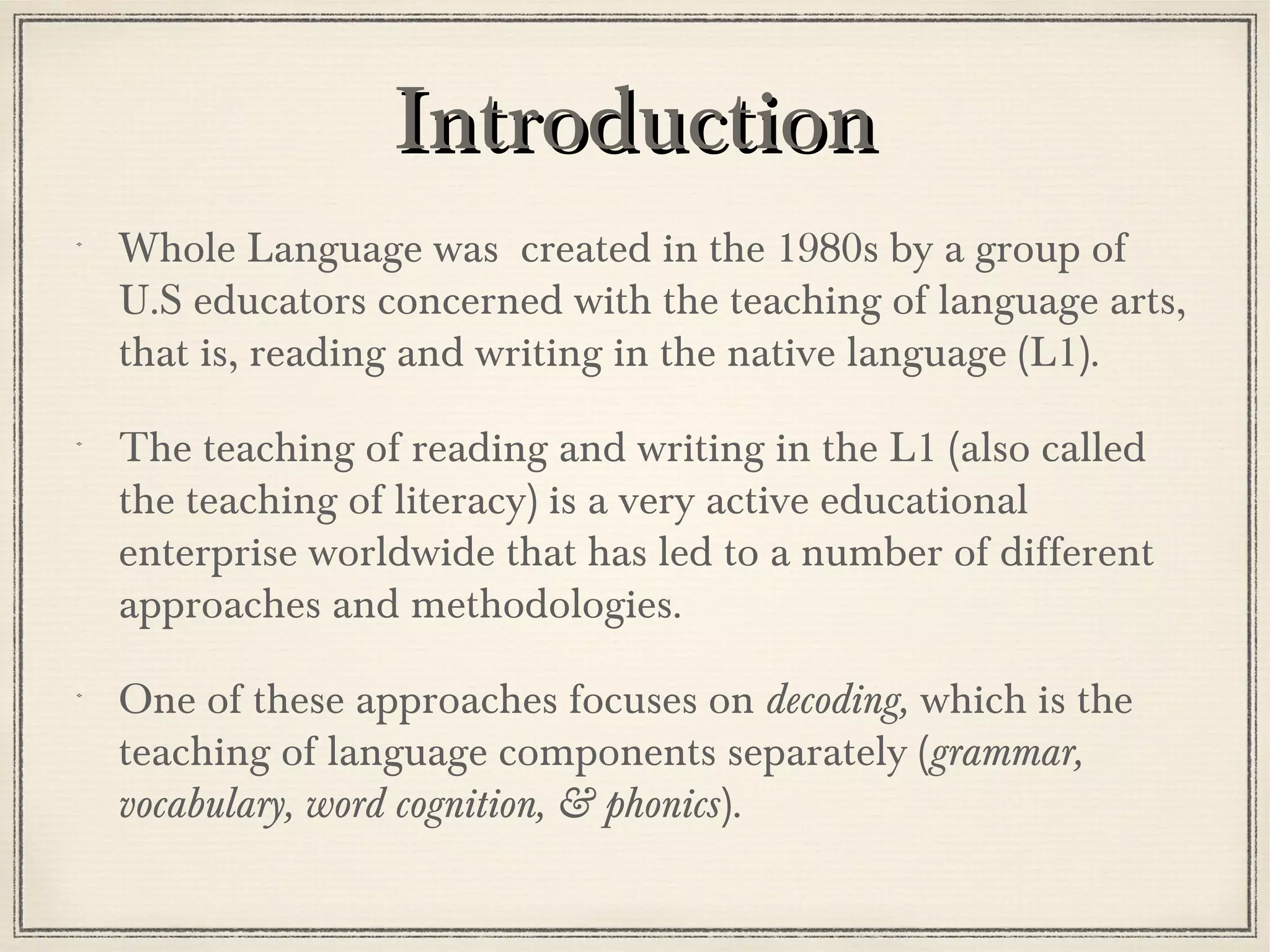 Whole Language Approach | PPT