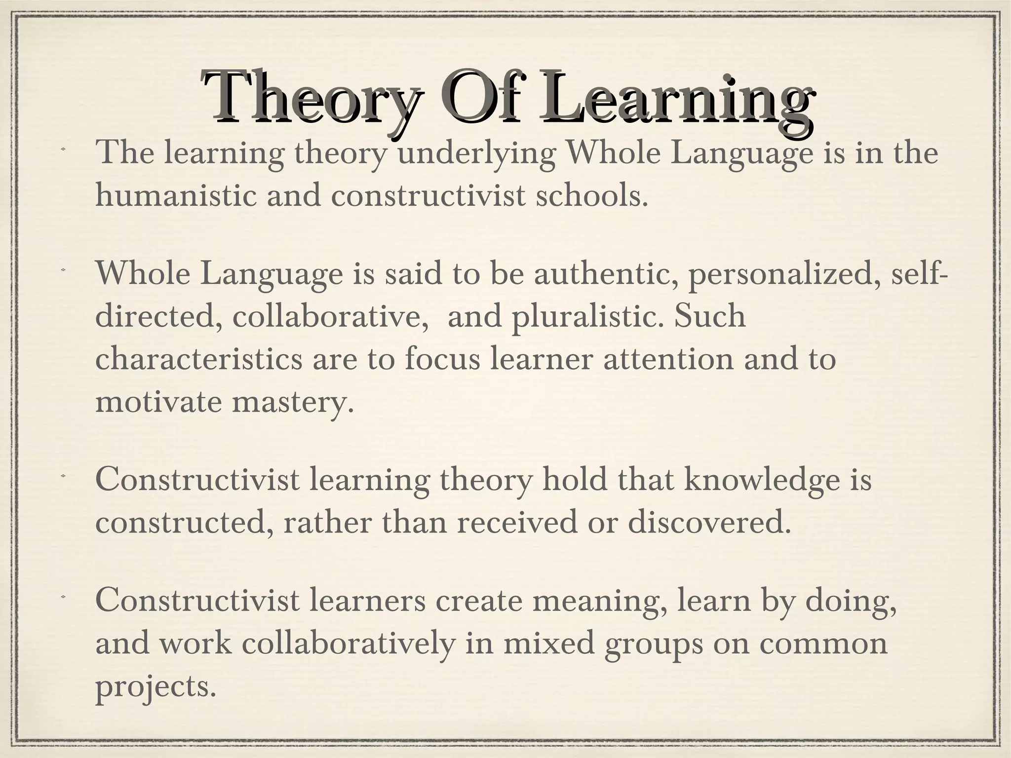 Whole Language Approach | PPT