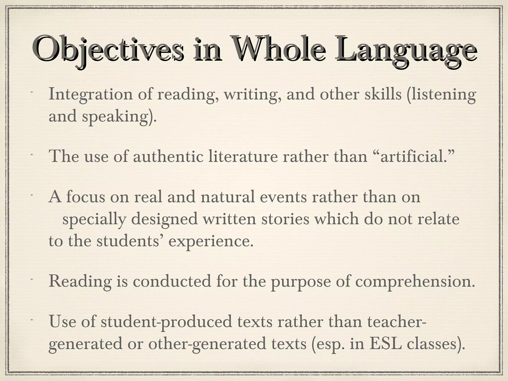 Whole Language Approach | PPT