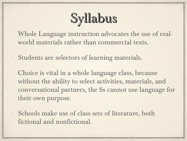 Whole Language Approach | PPT | Education