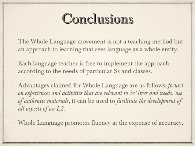 Whole Language Approach | PPT | Education