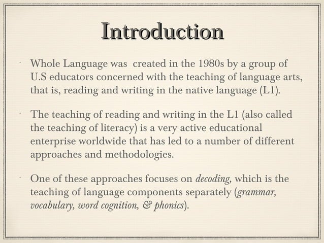 Whole Language Approach | PPT | Education