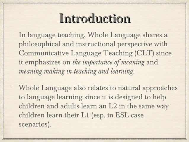 Whole Language Approach | PPT | Education