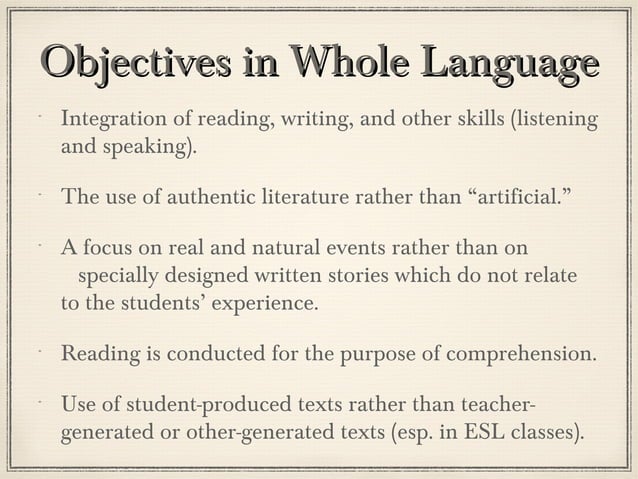 Whole Language Approach | PPT | Education