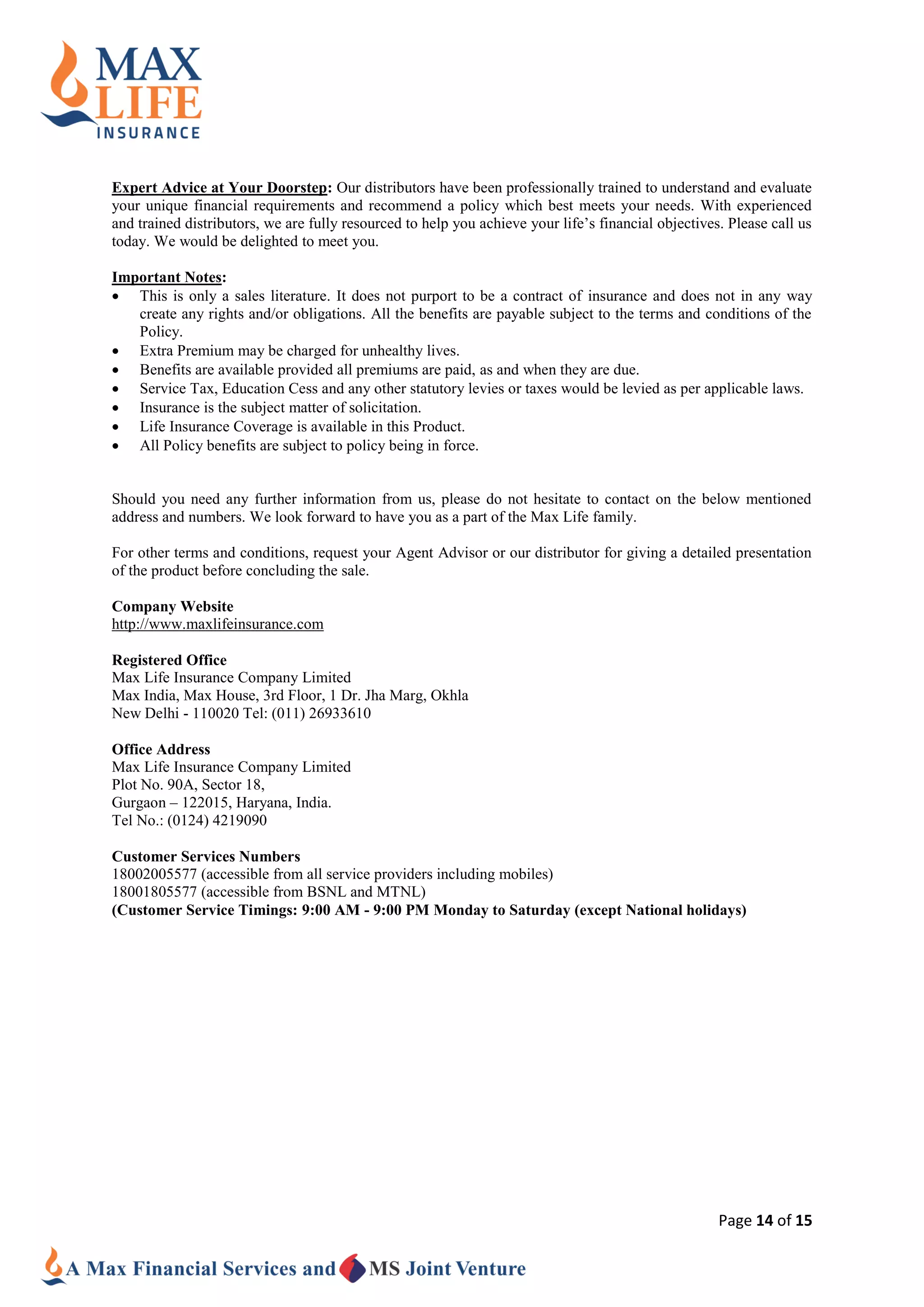 Whole Life Super Brochure - Maxlife Insurance | PDF