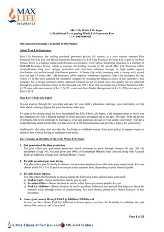 Whole Life Super Brochure - Maxlife Insurance | PDF
