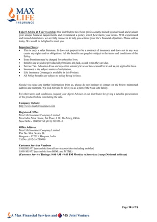 Whole Life Super Brochure - Maxlife Insurance | PDF