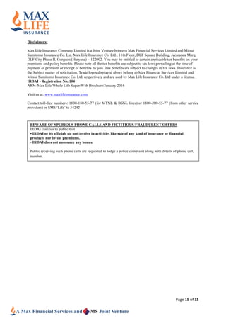 Whole Life Super Brochure - Maxlife Insurance | PDF