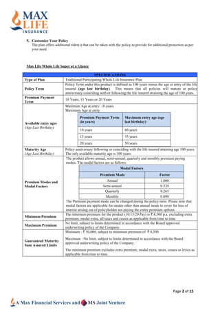 Whole Life Super Brochure - Maxlife Insurance | PDF