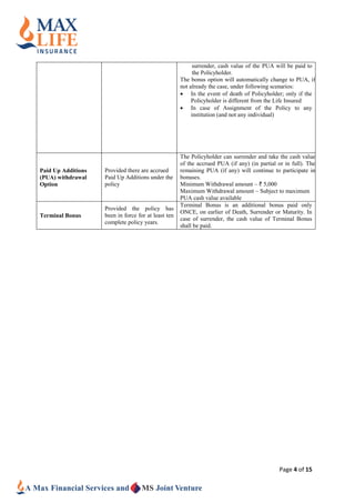 Whole Life Super Brochure - Maxlife Insurance | PDF