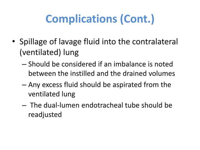 Whole Lung Lavage for Pulmonary Alveolar Proteinosis | PPTX | Lung and ...