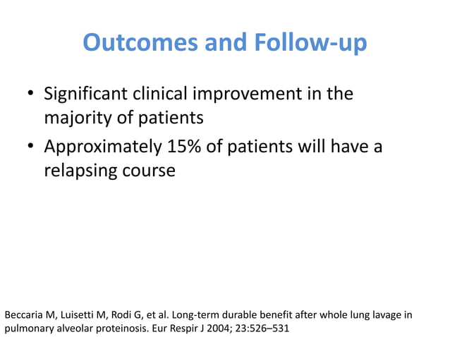 Whole Lung Lavage for Pulmonary Alveolar Proteinosis | PPTX | Lung and ...