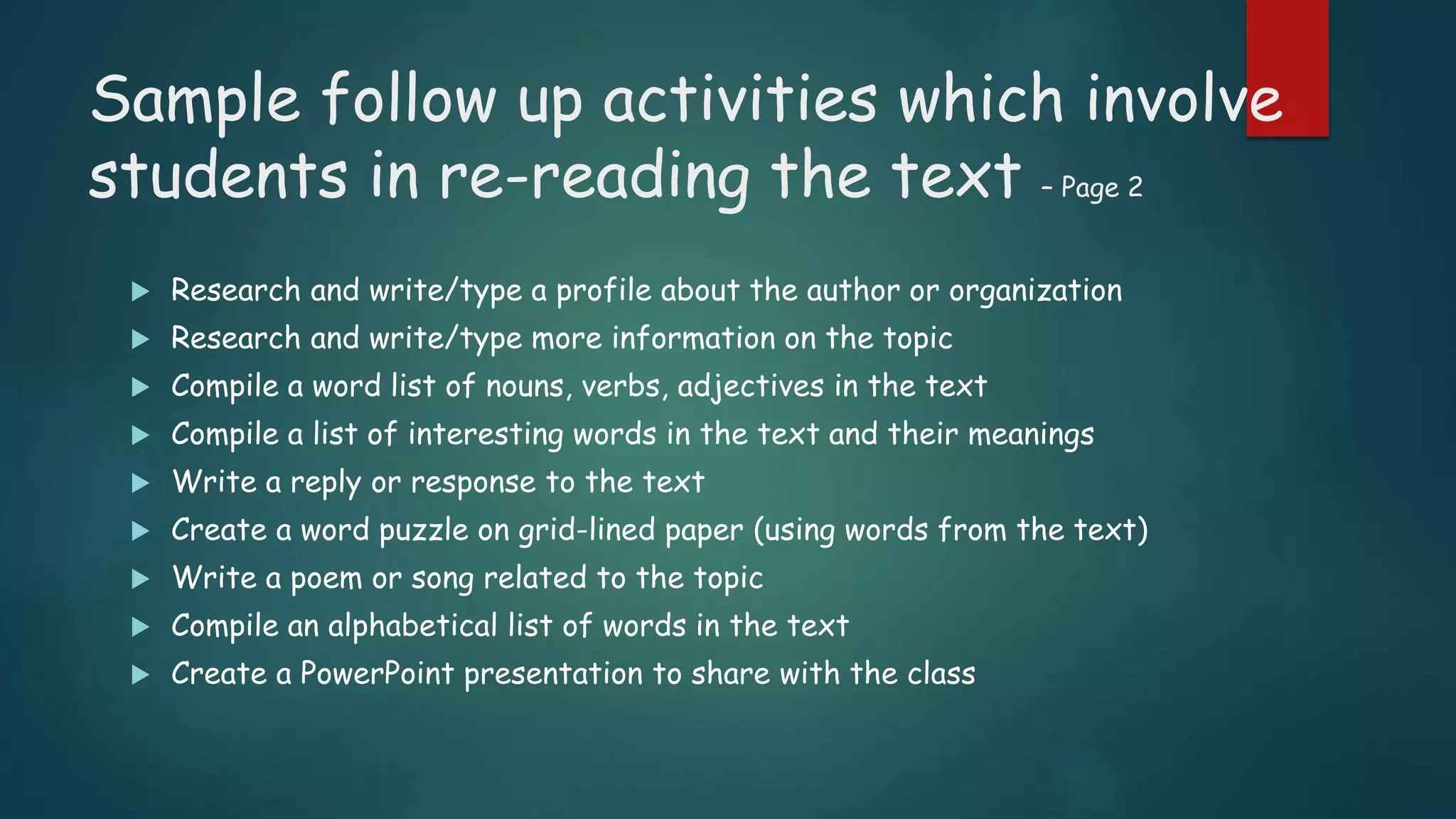 Whole class reading with adult literacy students | PPT